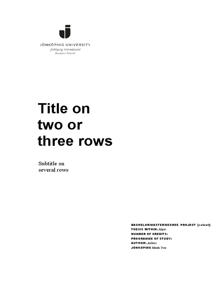 JIBS Template For Theses | Download Free PDF | Thesis | Science