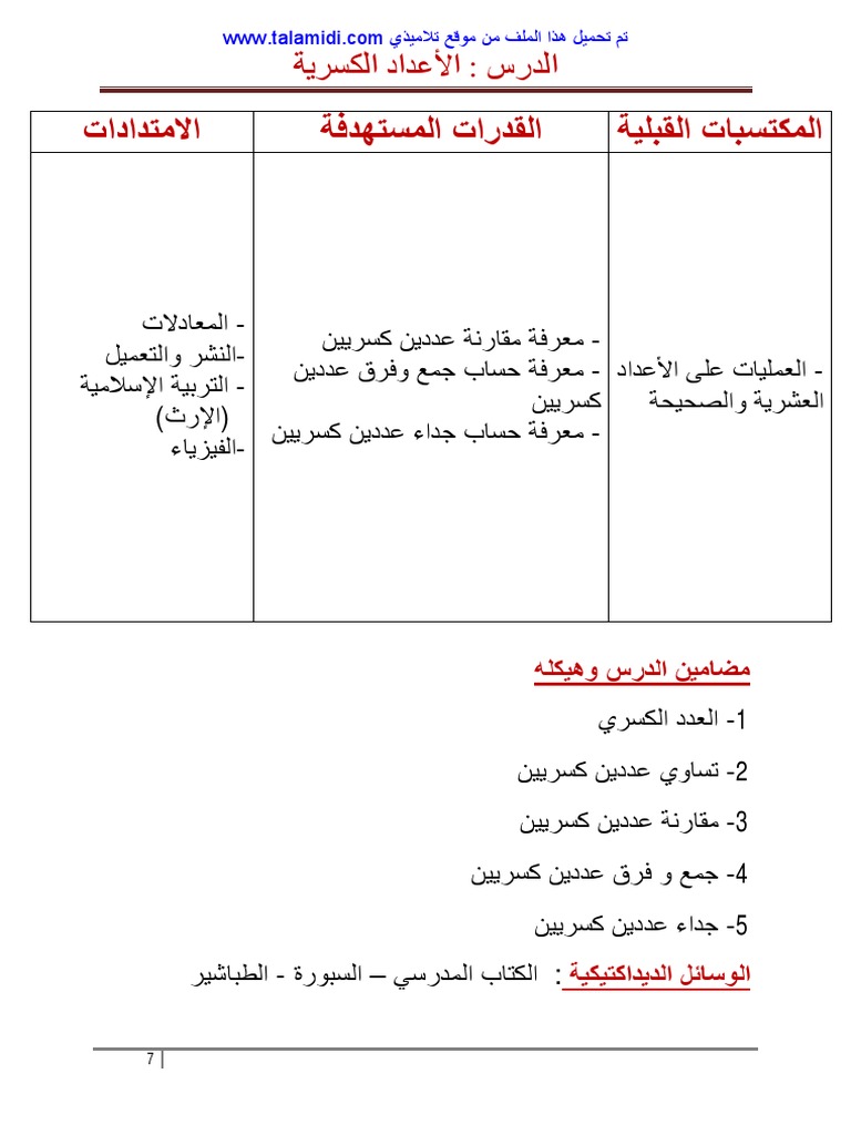 - Jodada - 1AC - math - الاعداد الكسرية | PDF