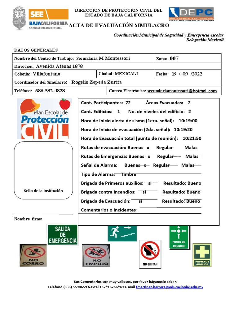 Formato Simulacro Sismo | PDF