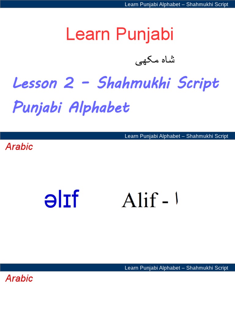 Lesson Shahmukhi Alphabet | PDF | Languages | Foreign Language Studies