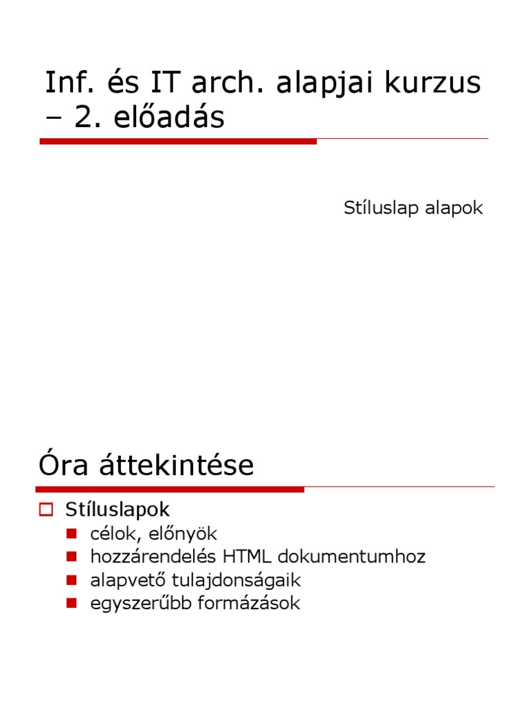 Inf Es IT Arch 2202 Css Alapok | PDF