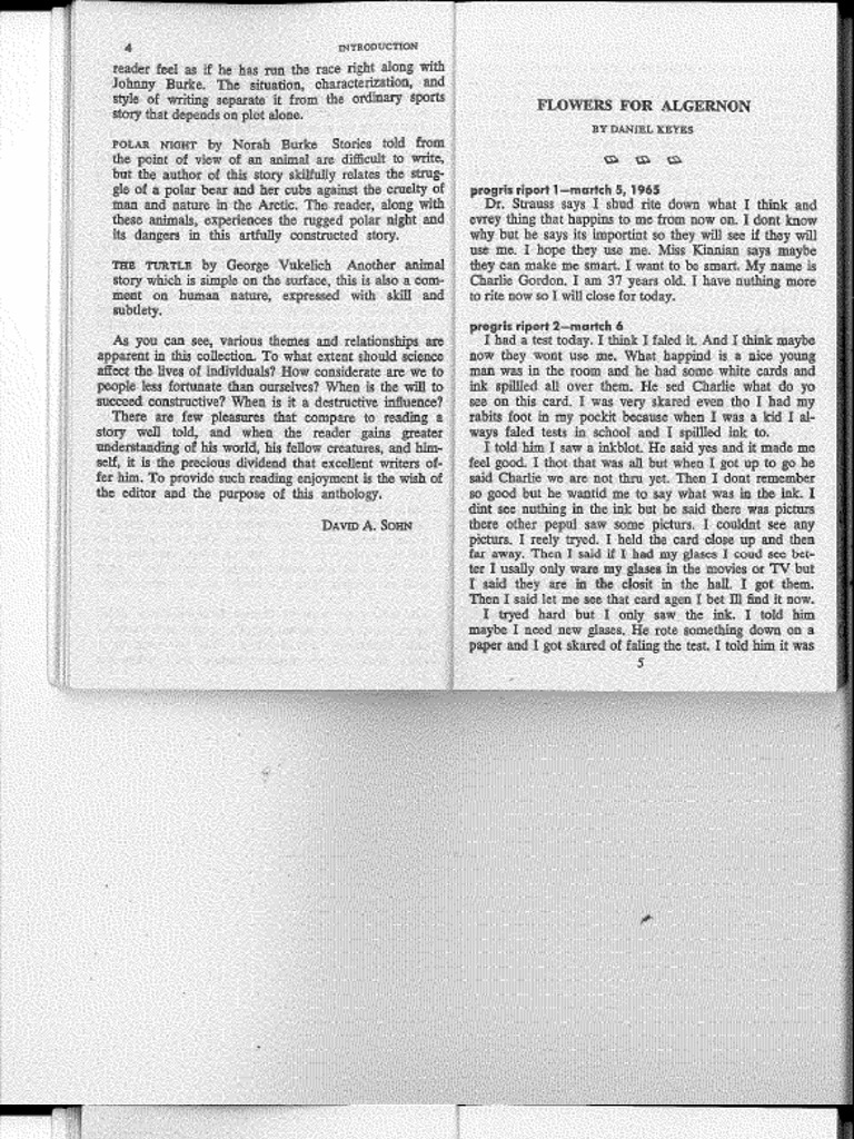 Flowers For Algernon Story | PDF