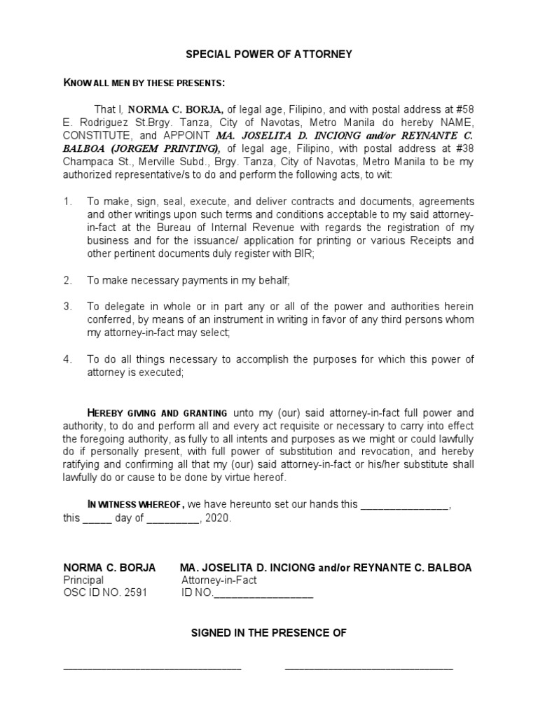 Special Power Attorney | PDF | Power Of Attorney | Civil Law (Legal System)