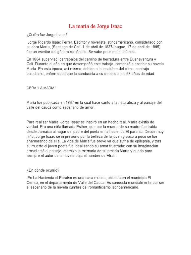 La María de Jorge Isaac | PDF
