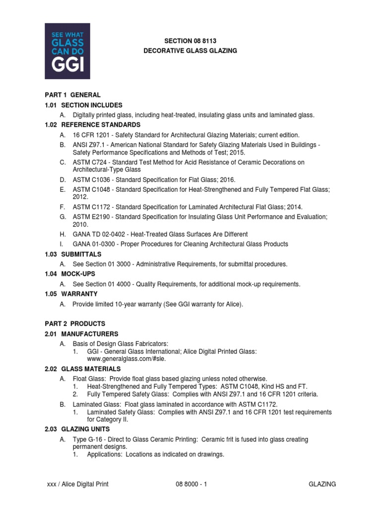 Decorative Glass Glazing Guide | PDF | Technology & Engineering