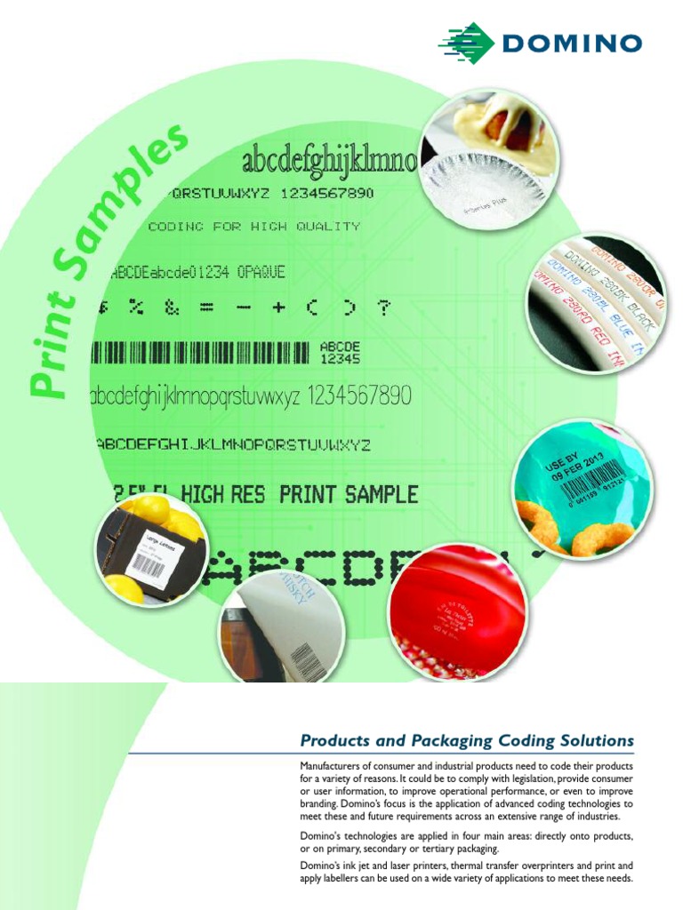 Domino All Product Print Sample | PDF | Printer (Computing) | Barcode