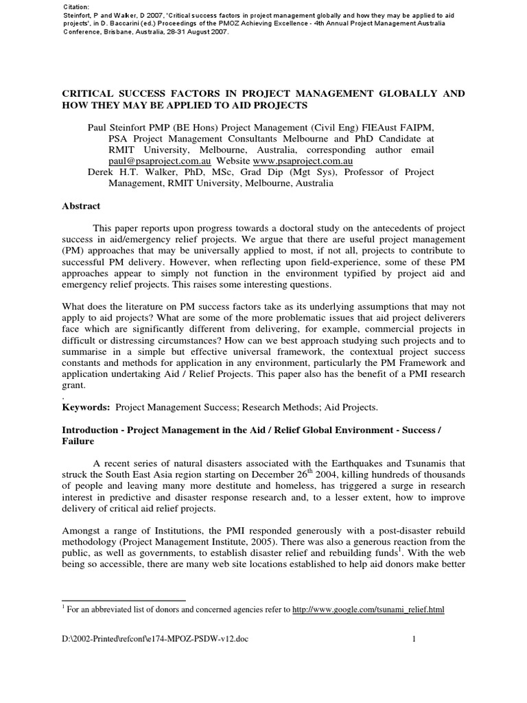 Critical Success Factors in Project Management Globally and How They ...