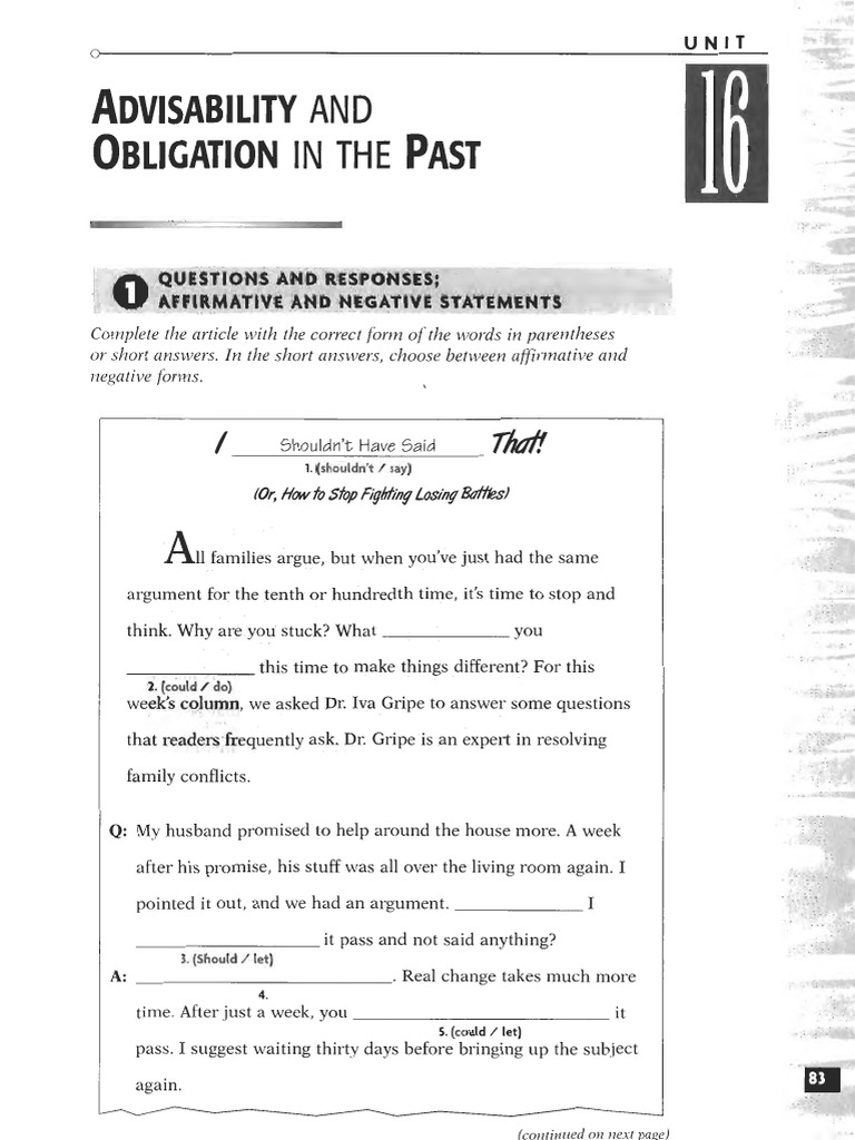 Advisability and Obligation in The Past | PDF