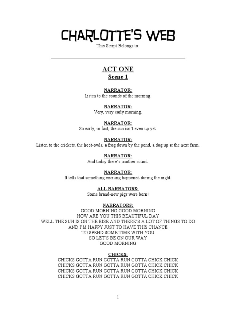 Charlotte's Web 2014 Script | PDF