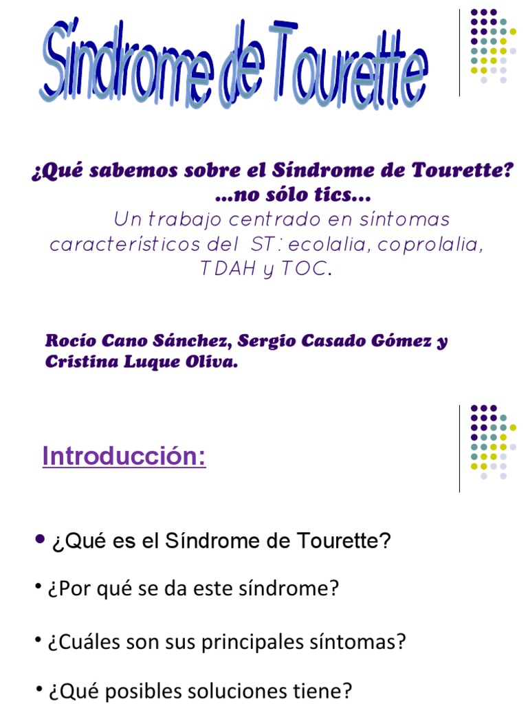 Sindrome Tourette | PDF | Síndrome de Tourette | Desorden hiperactivo y deficit de atencion