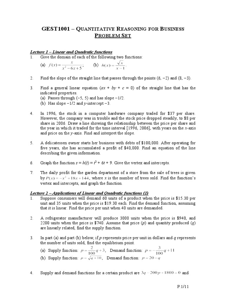 Problem Set Questions - 2016 - Updated | PDF | Supply And Demand ...