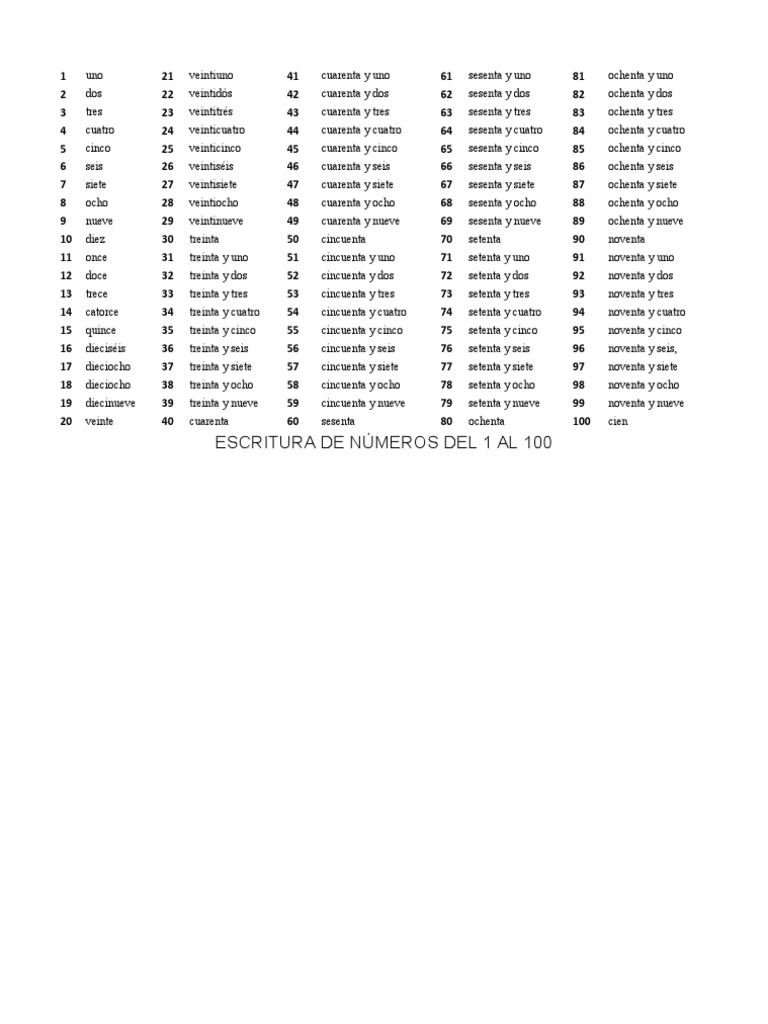 Escritura de Numeros | PDF