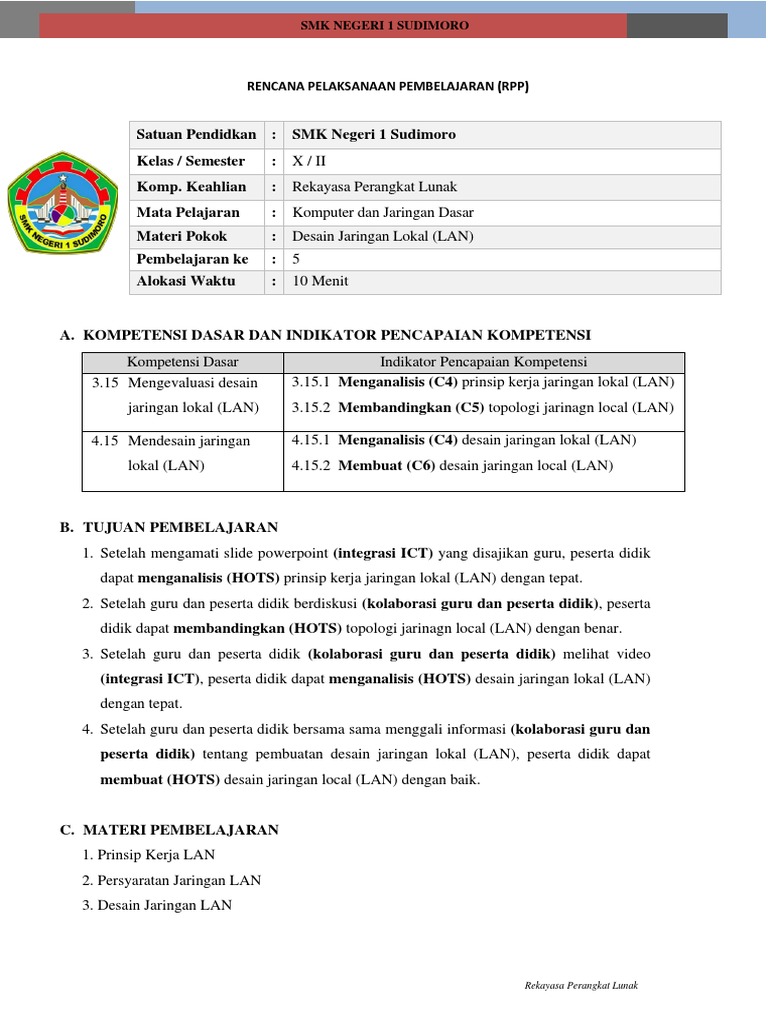 RPP - Komputer Dan Jaringan Dasar | PDF