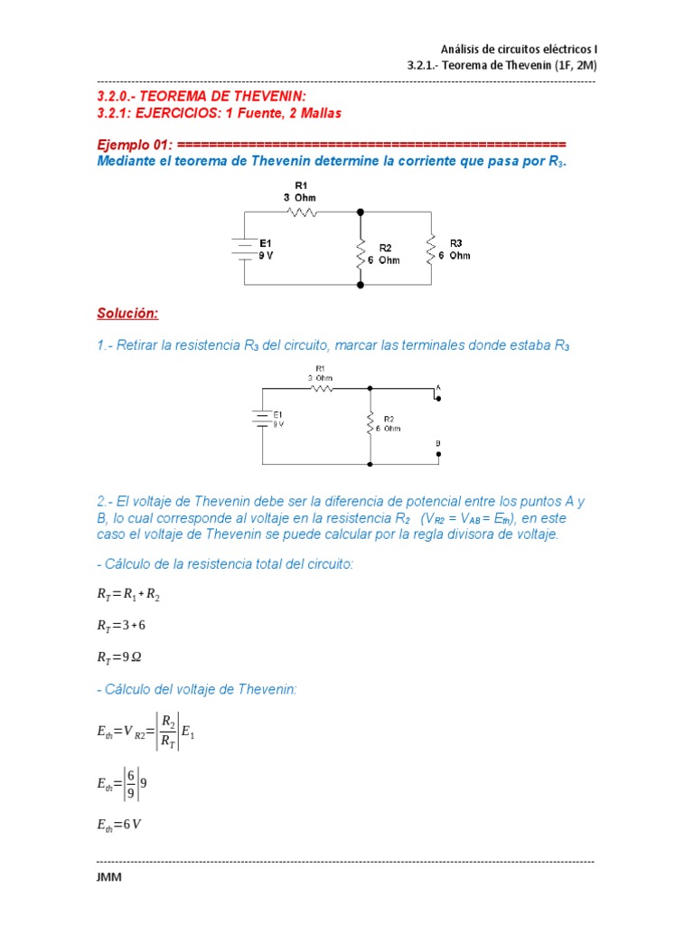 3.2.1. - Teorema Thevenin 1 Fuente 2 Mallas | PDF | Análisis de red (circuitos eléctricos ...