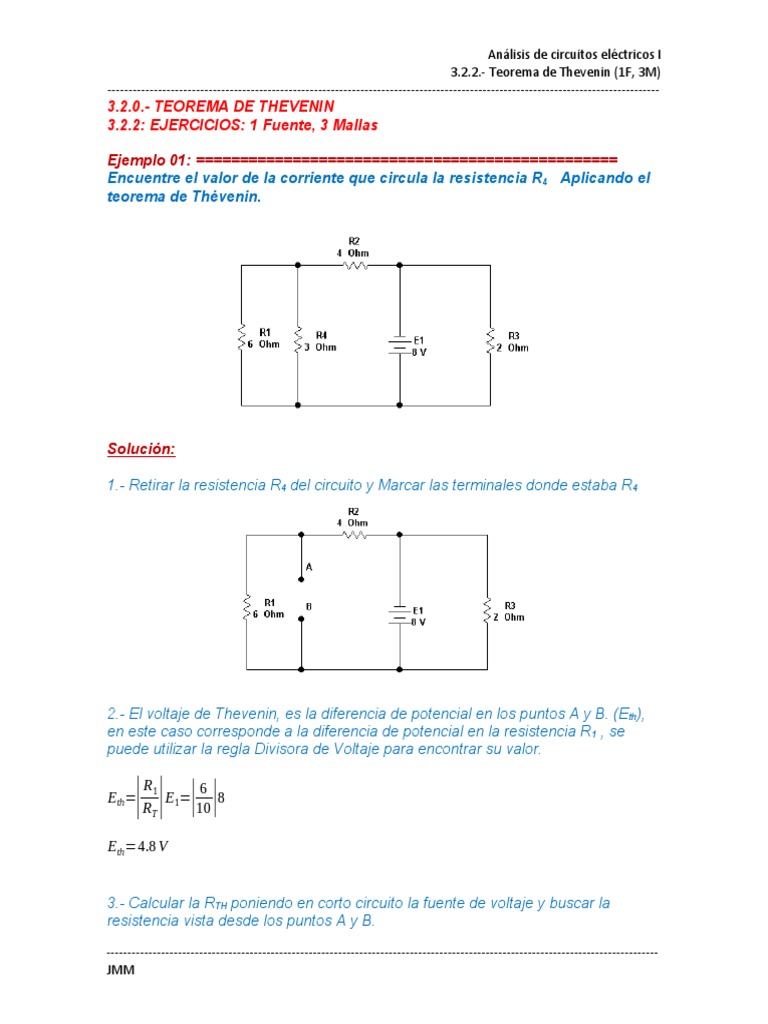3.2.2. - Teorema Thevenin 1 Fuente 3 Mallas | PDF | Resistencia Eléctrica y Conductancia ...