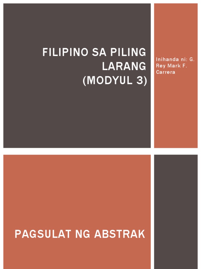 Filipino Sa Piling Larang Modyul 3 | PDF