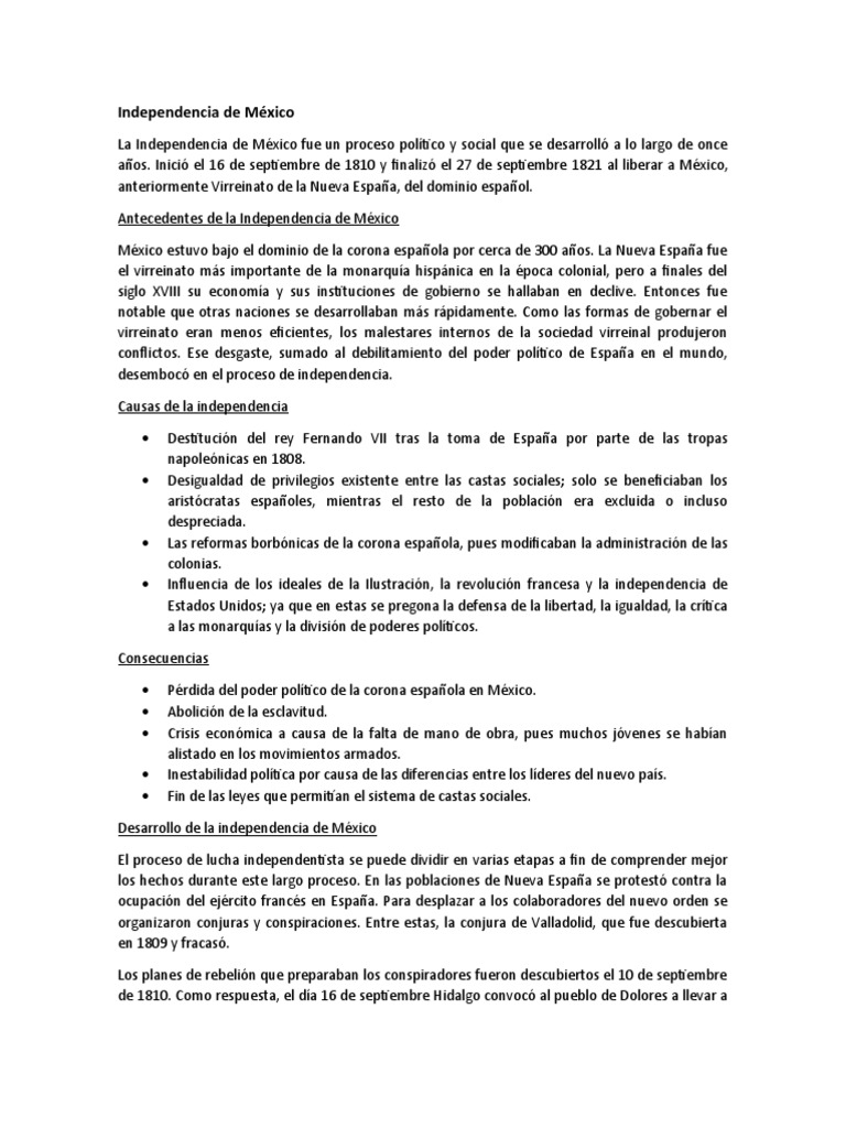 Independencia de México | PDF | Nueva españa | Imperio español