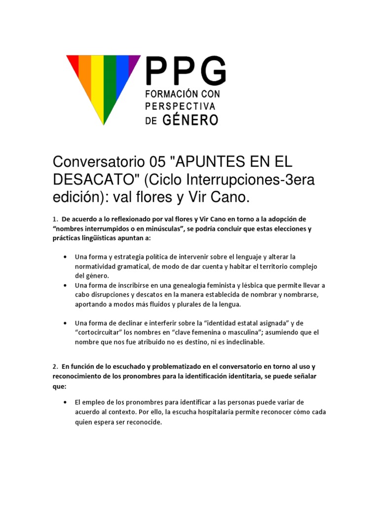 26 - Apuntes Del Convesatorio Vir Cano y Val Flores - PPG - UNGS | PDF