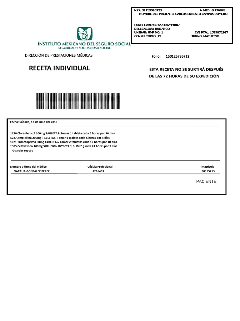 receta-IMSS Editable | PDF