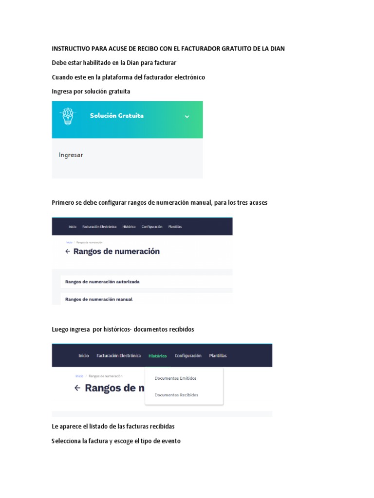 Instructivo para Acuse de Recibo Con El Facturador Gratuito de La Dian ...
