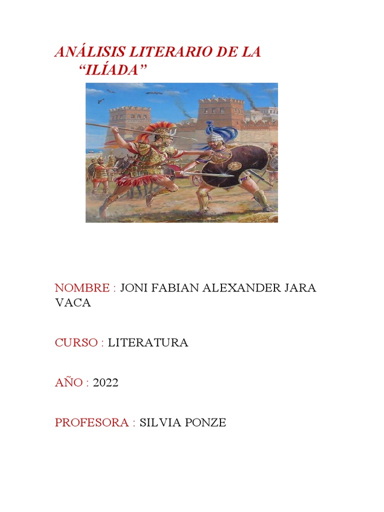 Análisis literario de La Ilíada | PDF | Héctor | Aquiles