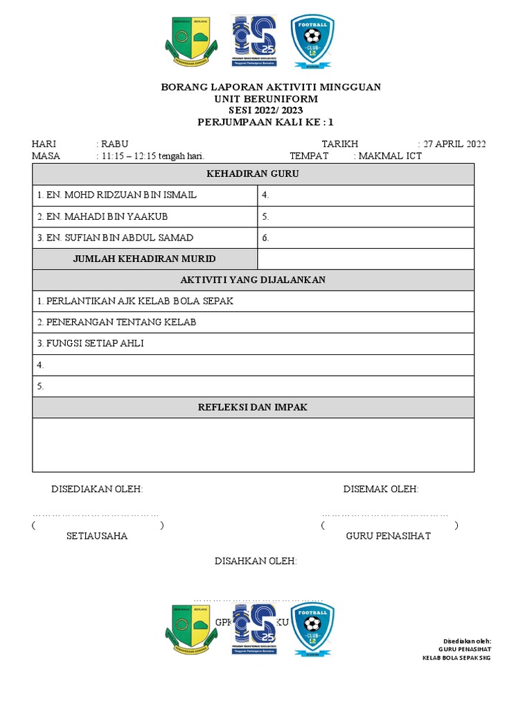 Laporan Aktiviti TKRS | PDF
