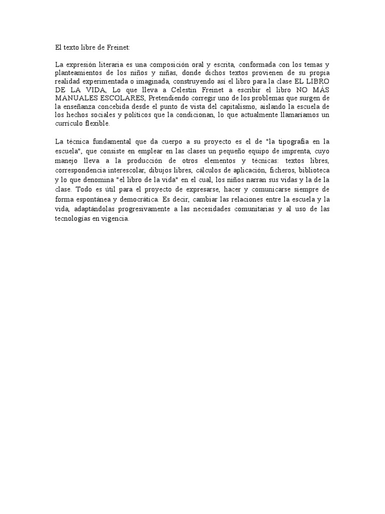 El Texto Libre de Freinet | PDF