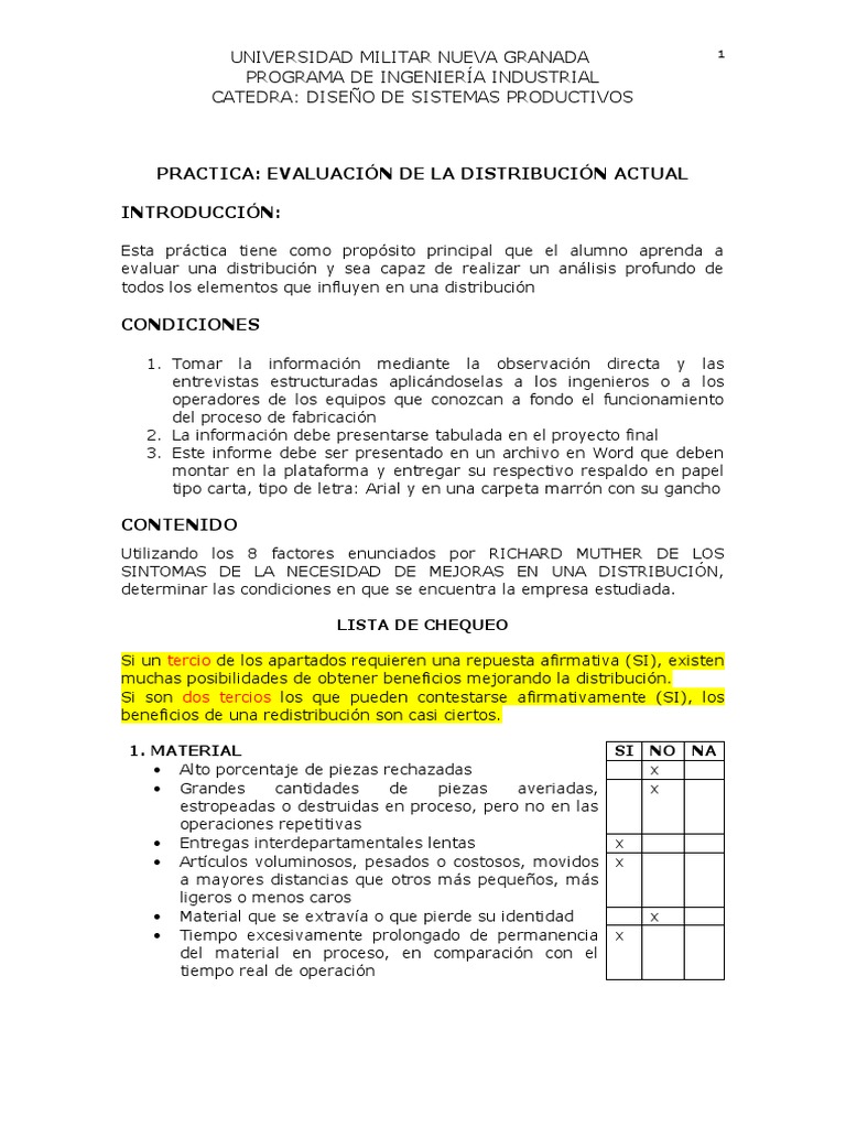 Check List - Richard Muther | PDF | Ingeniería | Ingeniería Industrial