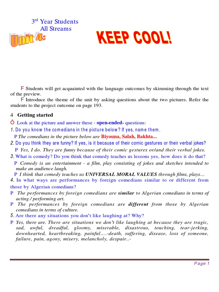 Unit 6 Feelings Emotions | PDF | Humour | Noun