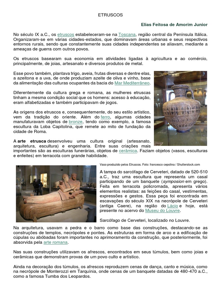 Arte e cultura dos antigos etruscos | PDF | Civilização etrusca | Escultura