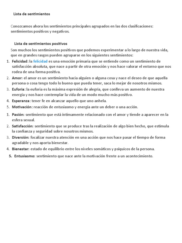 Guía Completa De Sentimientos Positivos Y Negativos Pdf Amor Ira