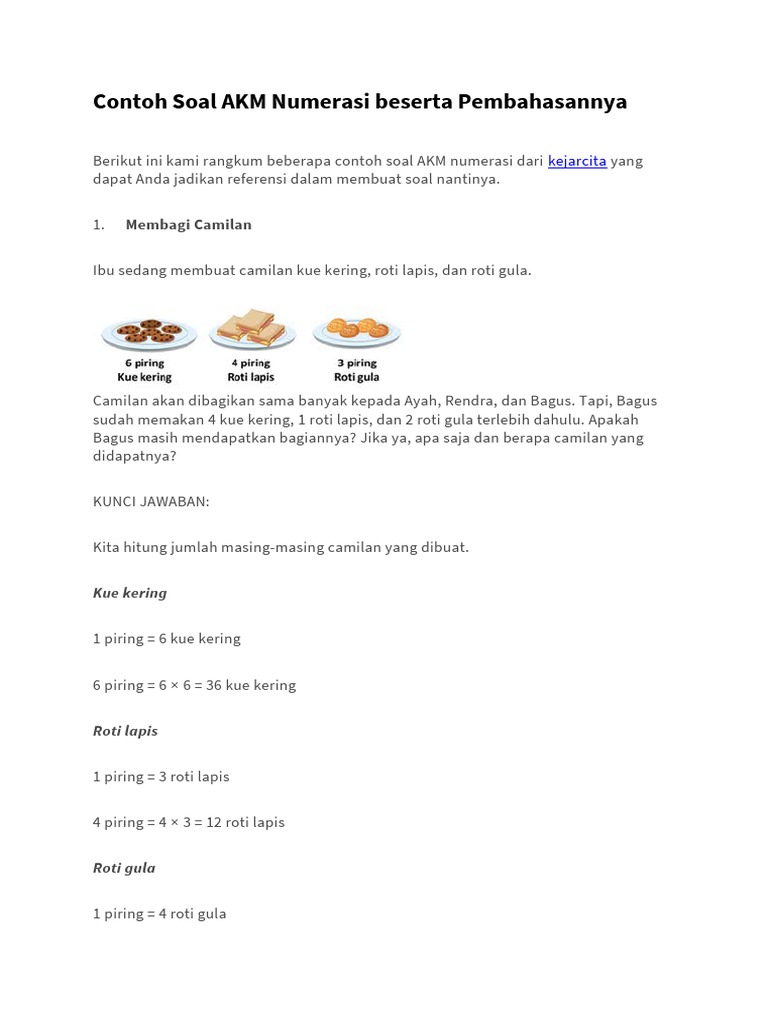 Contoh Soal AKM Numerasi | PDF
