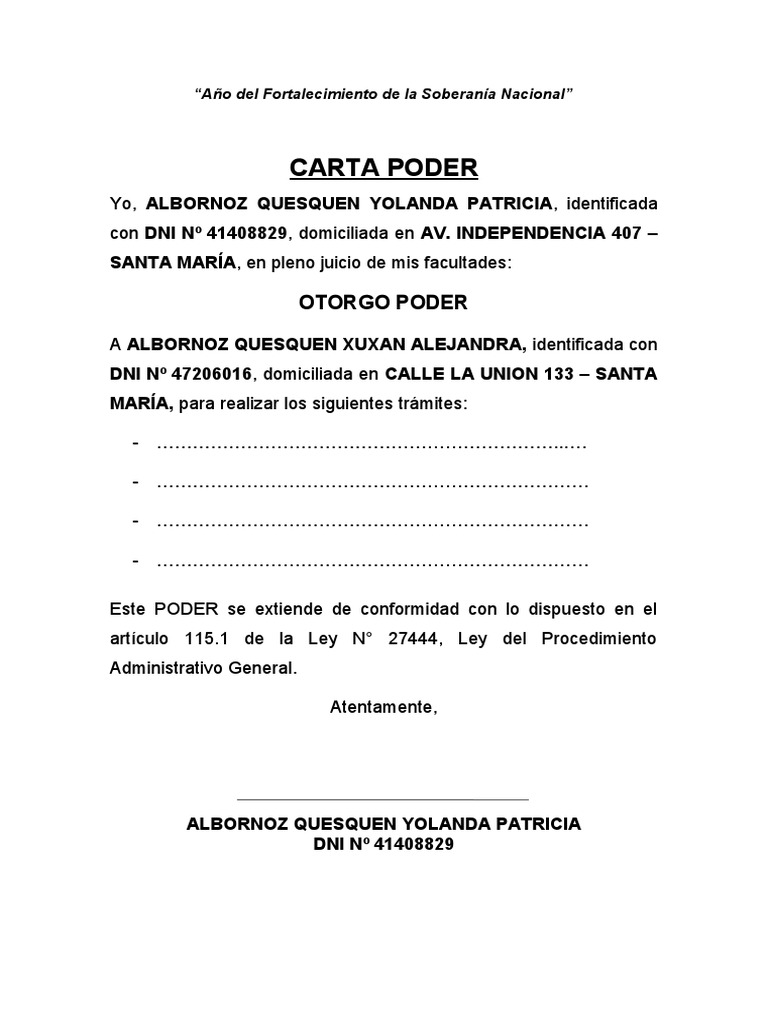 Carta Poder para Llenar | PDF Carta Poder para Llenar | PDF