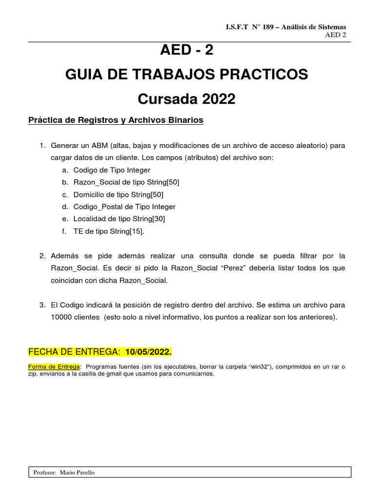 AED2 TP 01 Archivos | PDF | Informática