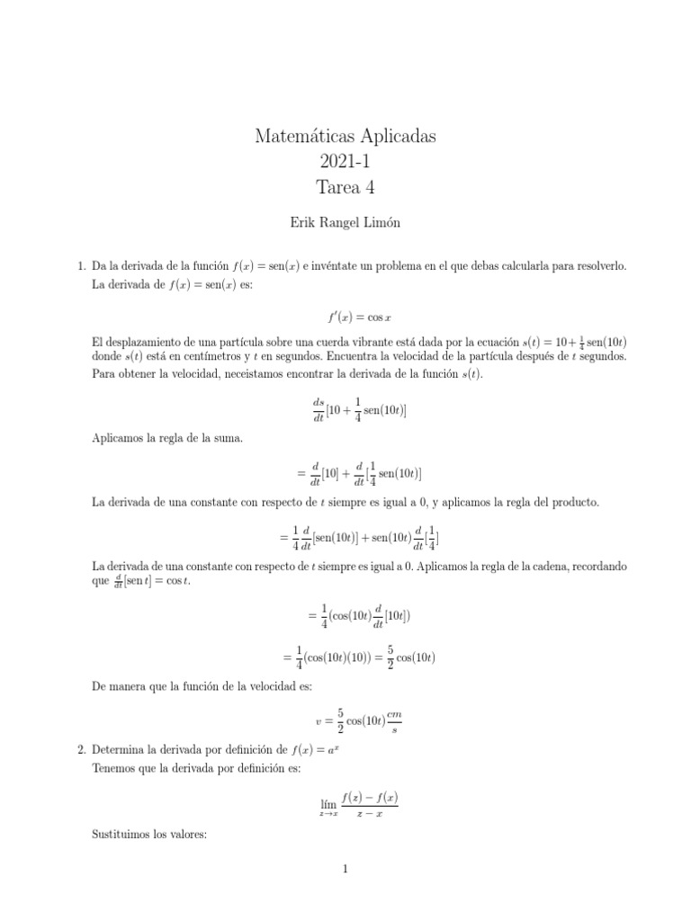 Ejercicio 5 | PDF | Derivado | Función (Matemáticas)