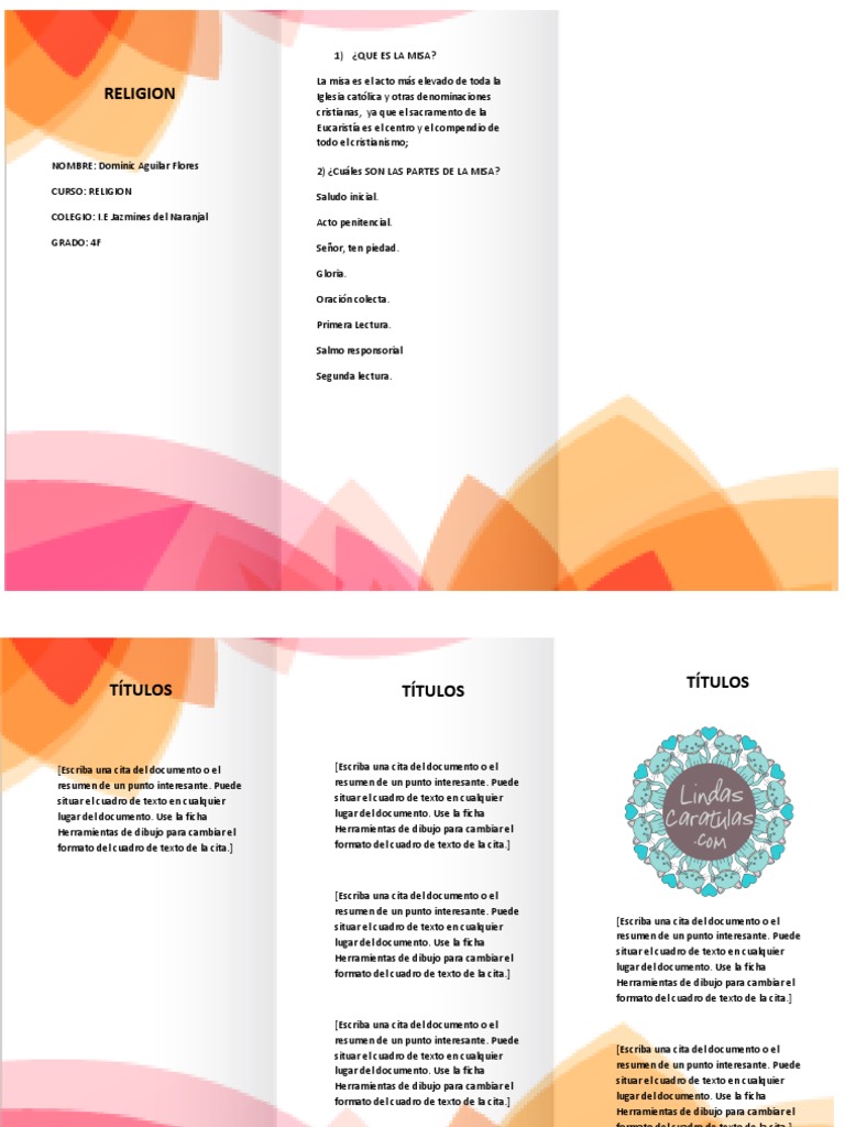 Triptico Editable3 | PDF | Misa (liturgia) | Liturgia Catolica