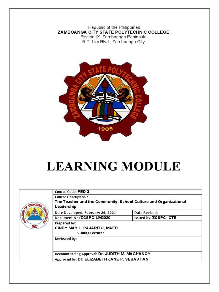 PED 3 Learning Module Overview | PDF | Curriculum | Learning