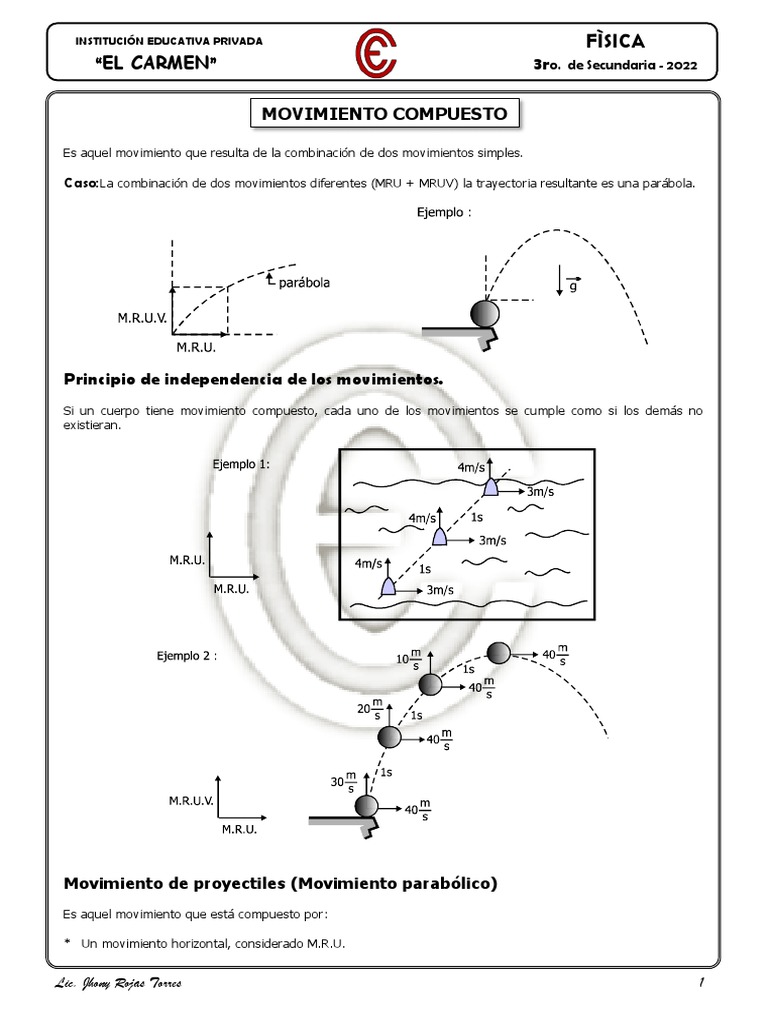 Movimiento Compuesto | PDF | Velocidad | Mecánica