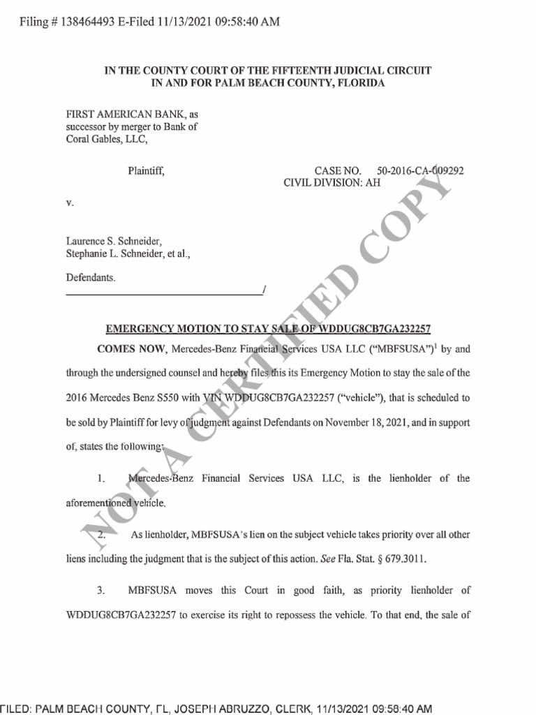 714 138464493 Emergency Motion To Stay Foreclosure Sale, 2021.11.13 ...