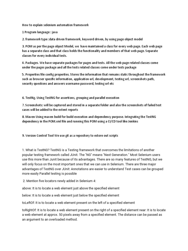 How to explain selenium automation framework | PDF | World Wide Web | Internet & Web
