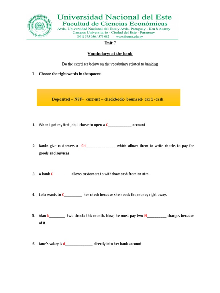 Exercises 01 | PDF | Cheque | Money