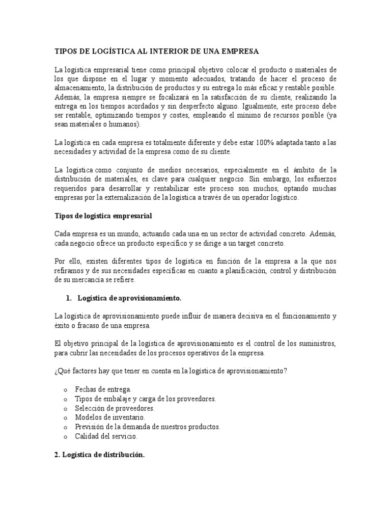 Tema 5 Tipos de Logistica | PDF | Logística | Business