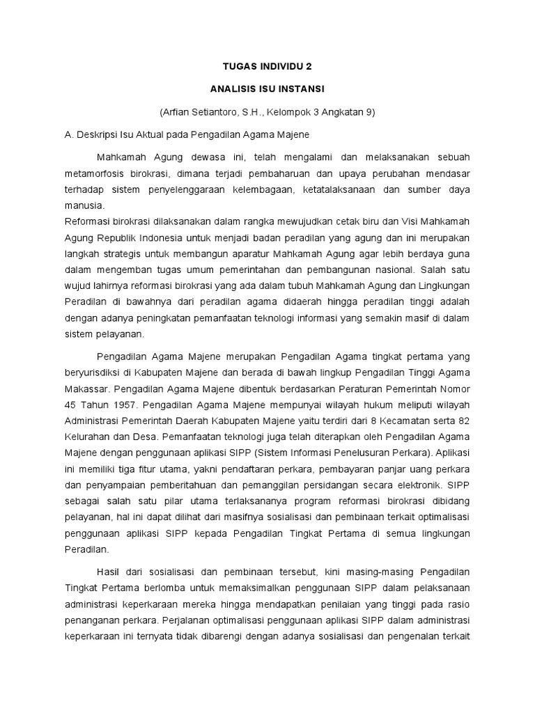 TUGAS INDIVIDU 2 Analisis Isu Instansi Pengadilan | PDF