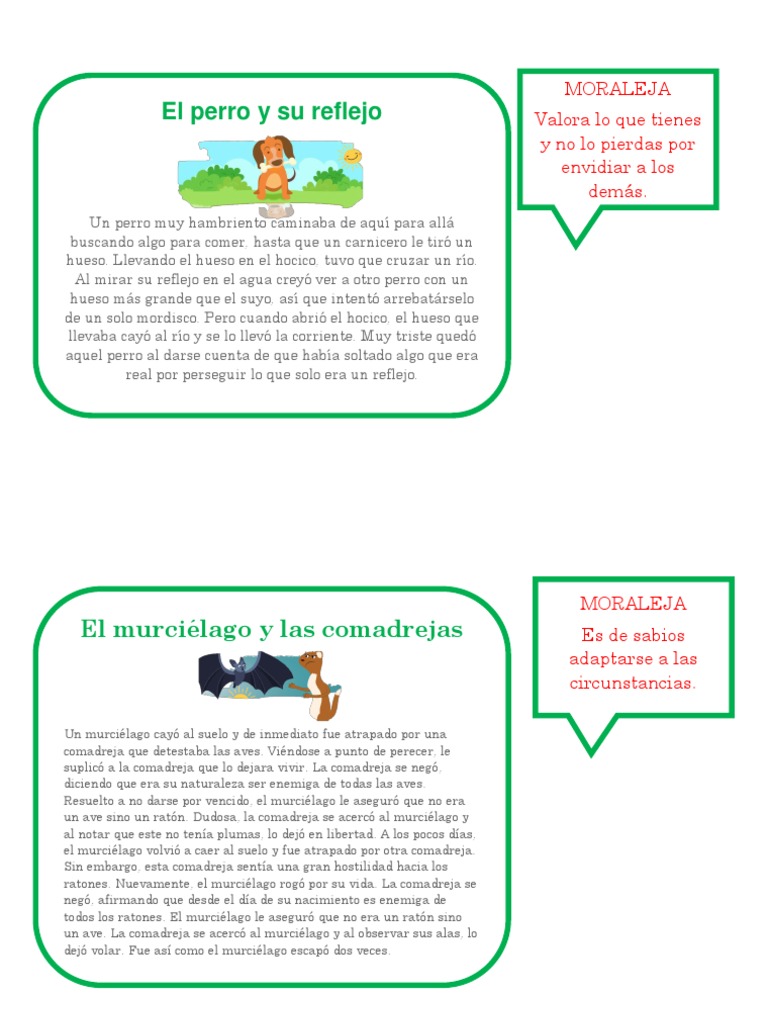 Fábulas y Moralejas | PDF | Pollo | Murciélago