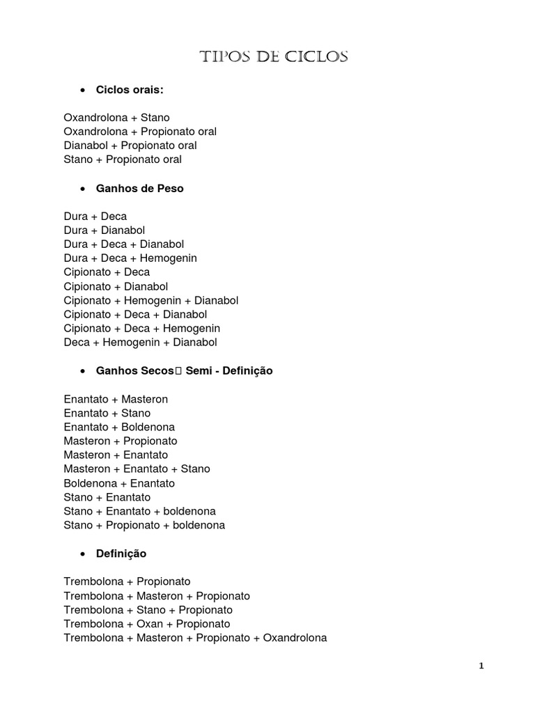 Tipos de Ciclos | PDF | Doping no esporte | Farmacologia