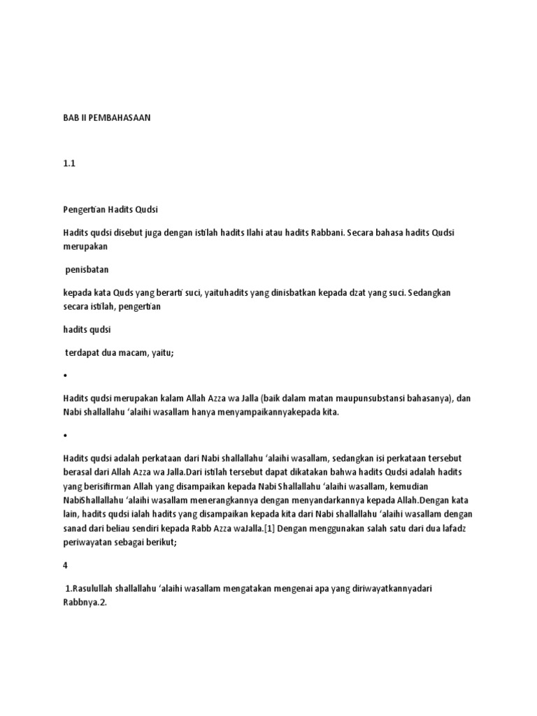 Ciri dan Pengertian Hadits Qudsi | PDF | Kajian Bahasa Asing | Agama ...