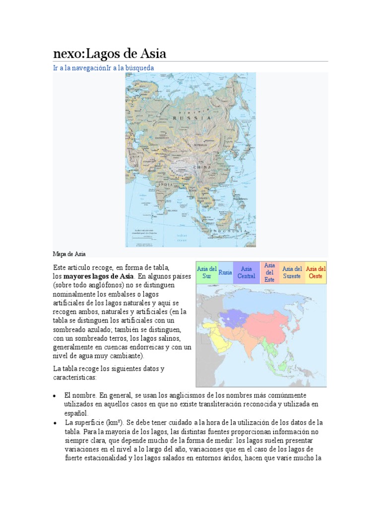 Lagos | PDF | Asia | Cuerpos de agua