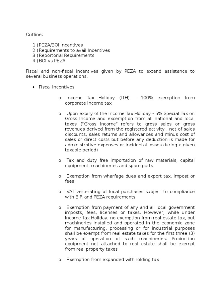 PEZA Incentives and Registration Guide | PDF | Taxes | Tax Exemption