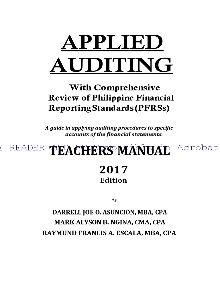 Applied Auditing: T E AC H E R S M A N U A L | PDF | Debits And Credits ...