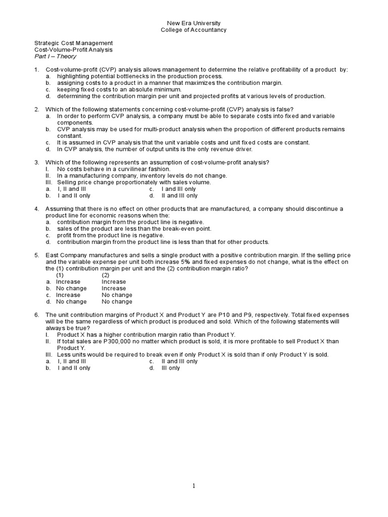Cost-Volume-Profit Analysis Overview | PDF | Economies | Business Economics